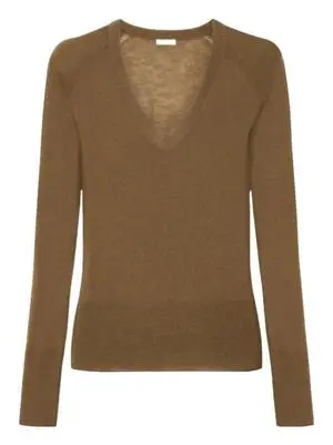 JOSEPH Lightweight Cashmere V-neck Sweater - Olive Drab