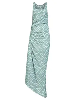 Alaïa Polka Dots Gathered Jersey Dress - Green