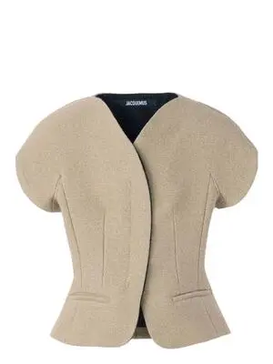 Jacquemus The Ovalo Short-sleeve Jacket - Light Brown