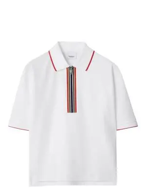 Burberry Polo Shirt With Lapel Short Sleeve - White