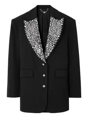 Rabanne Single Breasted Embroidered Embellished Blazer - Black