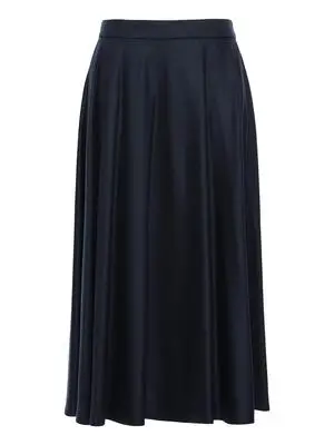 Max Mara Virgin Wool Midi Skirt - Navy