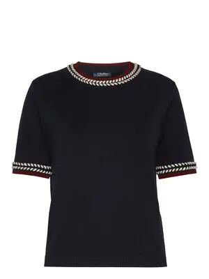 Max Mara Cotton Braid-detail Sweater - Navy
