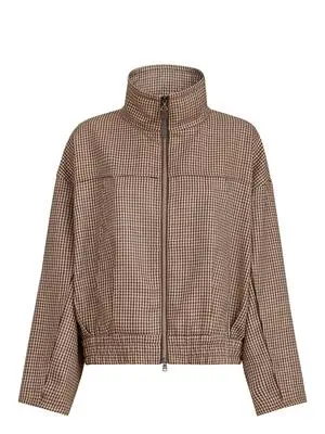 Brunello Cucinelli Virgin Wool-blend Houndstooth Jacket - Beige