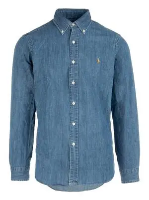Polo Ralph Lauren Logo Embroidered Denim Shirt - Blue