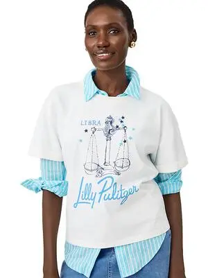 Lilly Pulitzer® Stella Cancer Zodiac Embroidered T-shirt - Multi Libra Graphic