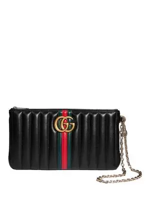 Gucci Gg Marmont Pouch With Strap - Black
