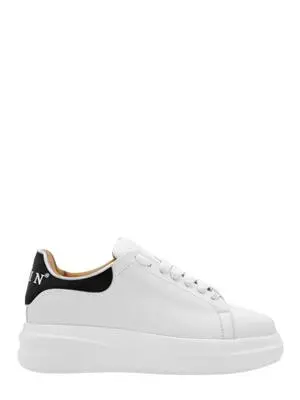 PHILIPP PLEIN Philipp Plein Round Toe Lace-Up Low Top Sneakers With Thick Sole And Leather Heel