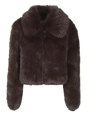 THE FRANKIE SHOP Faux Fur Zip-up Jacket - Black