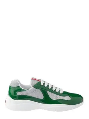 Prada Patent Leather And Technical Fabric America's Cup Sneakers - Green