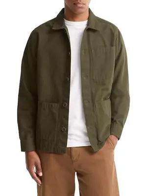 Barbour Tartan Trim Washed Cotton Shirt Jacket - Sage