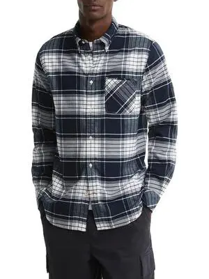 Barbour Embergate Tailored Plaid Cotton Shirt - Navy