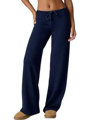 FLORENCE BY MILLS Wide Leg Jersey Rib Sweatpants - Navy