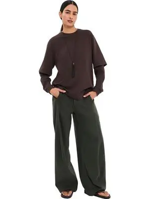 Tibi Perfect Double Layer Long Sleeve Tee - Brown
