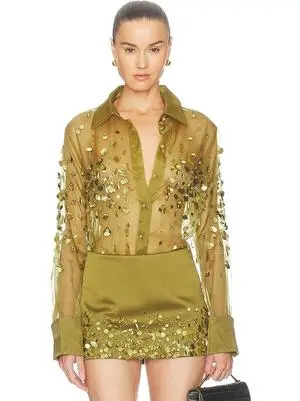 Retrofete Quilly Embroidered Blouse - Basil