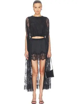 Zimmermann Valiant Lace Caped Top - Black