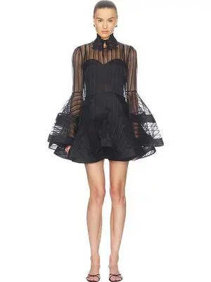 Zimmermann Valiant Lantern Mini Dress - Black