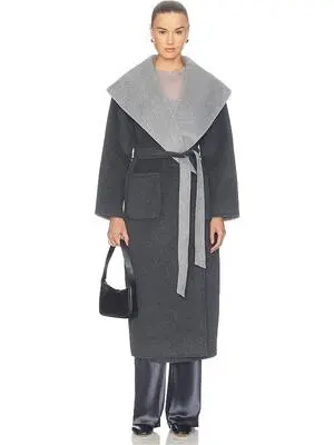 Simkhai Allura Reversible Belted Coat - Charcoal Multi