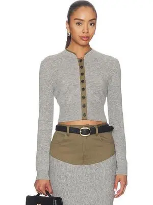 SELF-PORTRAIT Contrast Placket Cardigan - Grey