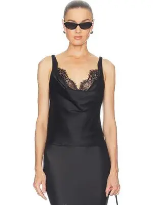 L'Agence Evadne Cowl Neck Tank - Black