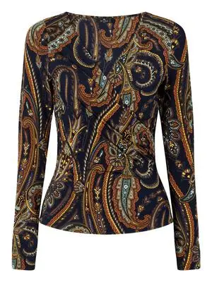 Etro ETRO Paisley-Printed Jersey Blouse Blue