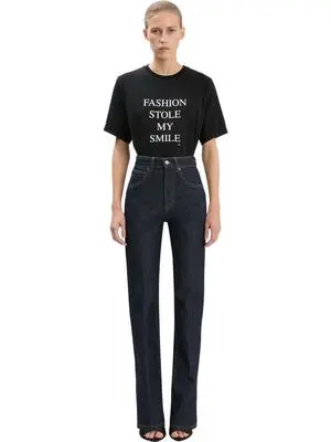Victoria Beckham Fashion Stole My Smile' Slogan T-shirt - Black