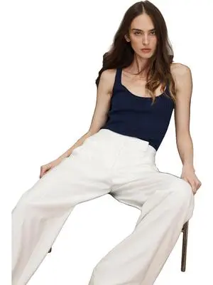 Veronica Beard Birke Merino Wool Tank Top - Navy
