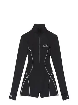 Balenciaga Techwear Short Long Sleeve Bodysuit - Black