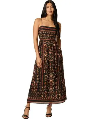 Adrianna Papell Floral Stripe Print Maxi Sundress - Black Multi
