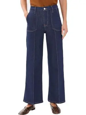 FRAME Le Pixie Slim Petite Palazzo Jeans - Rinse