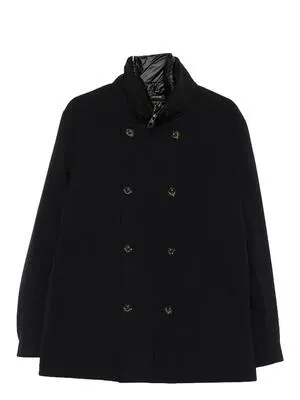 MONTECORE Double-breasted Jacket With Stand Collar - Black