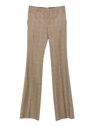 Saint Laurent Flared Prince Of Wales Check Wool Trousers - Brown