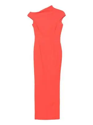 Solace London High Neck Cap Sleeve Crepe Maxi Dress - Red