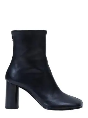 Phoebe Philo Leather Ankle Boots With Block Heel And Zip Fastening - Black
