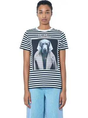 Max Mara Striped Graphic T-shirt - Blue