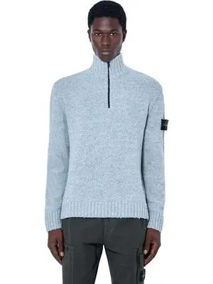 Stone Island Stone Island Men Half-Zip Wool Sweater Blue