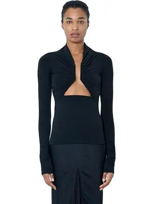 Rick Owens Jersey Ls Prong Top - Black