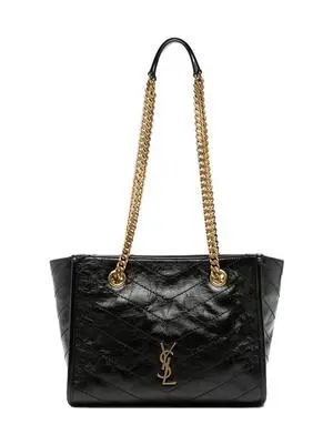 Saint Laurent Quilted Leather Shoulder Bag With Gold-tone Hardware - Black