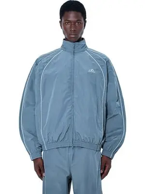 Balenciaga Zip-front Track Jacket With Contrast Piping - Gray