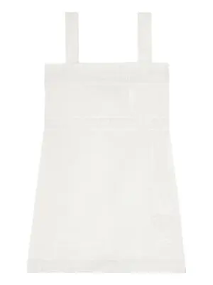 GANNI Lace Trimmed Square Neck Day Dress - White