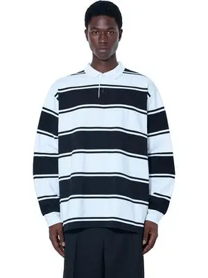 Balenciaga Balenciaga Men Striped Logo-Patch Polo Shirt Black
