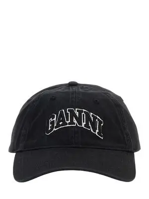 GANNI Cappello Da Baseball In Canvas - Black