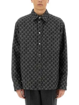 Gucci Reversible Wool And Denim Gg Shirt - Multicolor