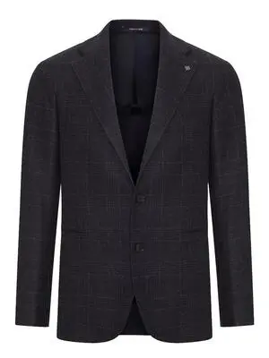 Tagliatore Vesuvio Check Wool Blazer - Black