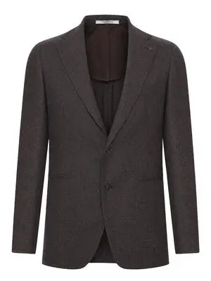 Tagliatore Textured Fabric Blazer Jacket With Two Buttons - Multicolor