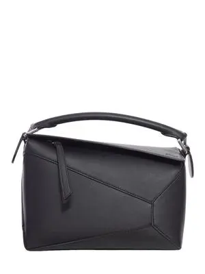 Loewe Small Puzzle Edge Bag In Classic Calfskin Leather - Black