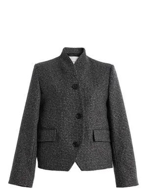 HOUSE OF DAGMAR Short Curved Wool-blend Jacket - Grey