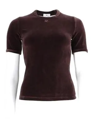 COURREGES T-shirt In Velluto - Brown
