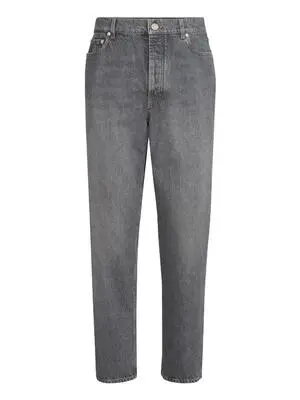 Brunello Cucinelli Grey Denim Regular & Straight-leg Jeans - Gray