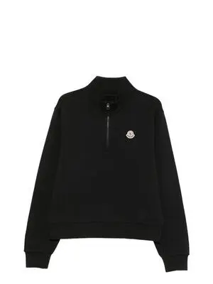 Moncler Half-zip Sweatshirt With Logo Patch - Black
